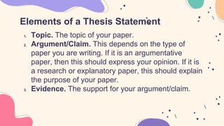 Thesis Statement and Outlining a Reading Text | PPTX