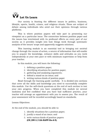 EAPP Q2 - M3_ Writing Various Kinds of Position Paper.pdf