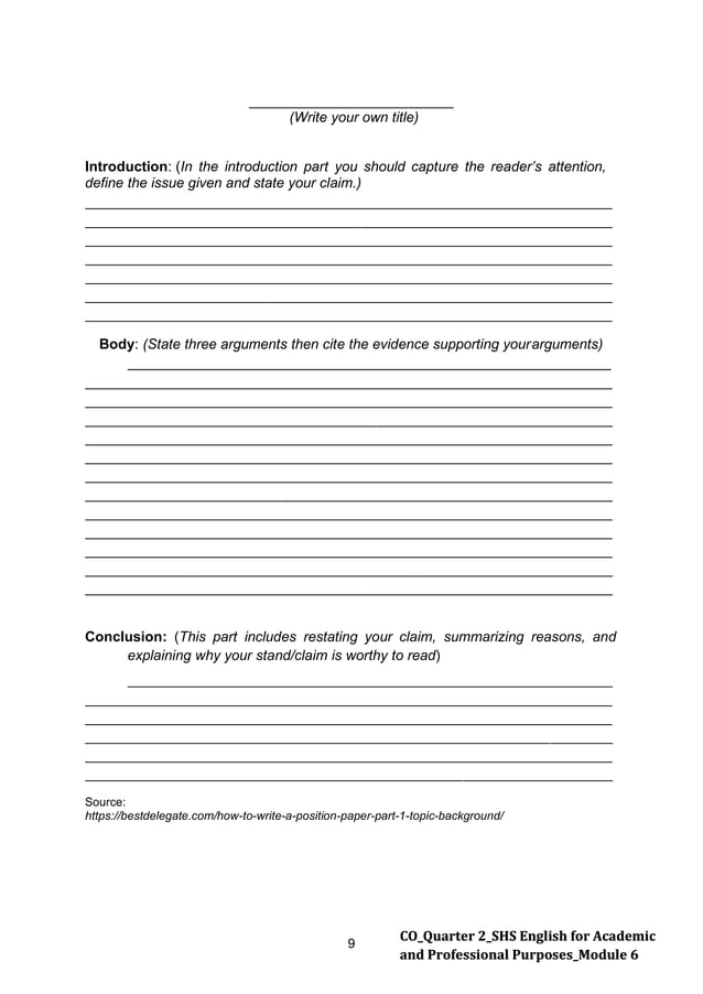 EAPP Q 2 – Module 6 Writing the Position Paper.pdf | Educational ...