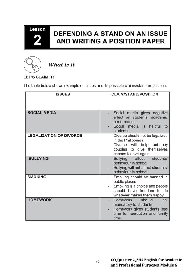 EAPP Q 2 – Module 6 Writing the Position Paper.pdf | Educational ...