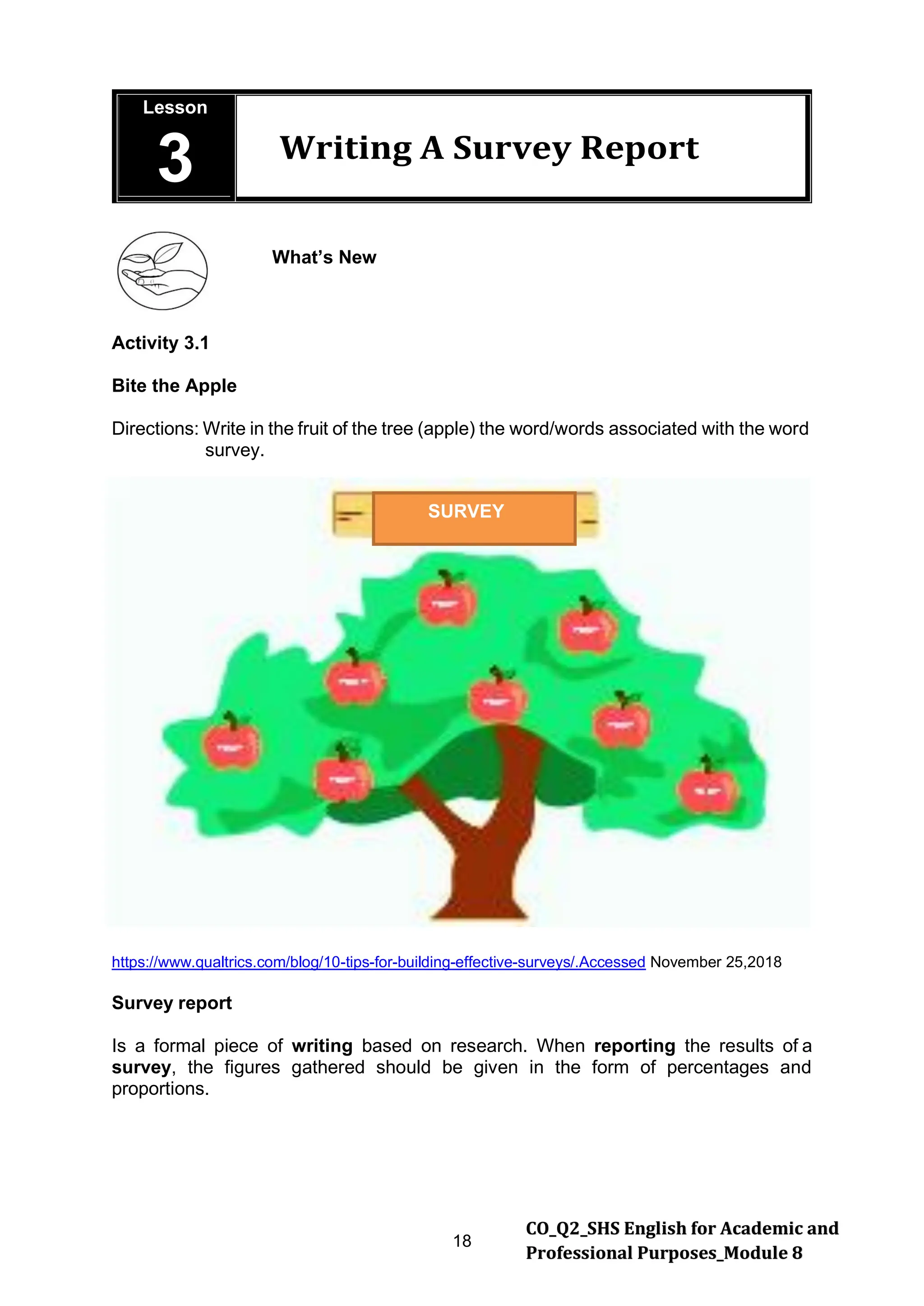 EAPP Q 2 – Module 8 Writing the Report Survey Field ...