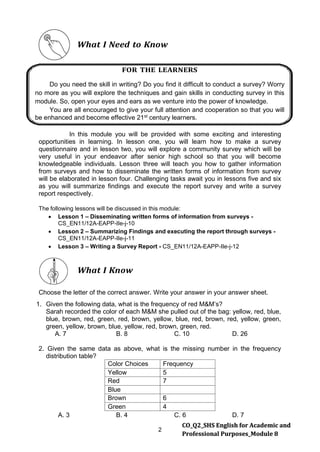 EAPP Q 2 – Module 8 Writing the Report Survey Field ...