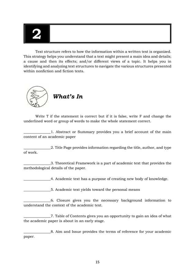EAPP Quarter 1 – Module 1 Academic Text and Text Structure.pdf | Educational Assessment | Education
