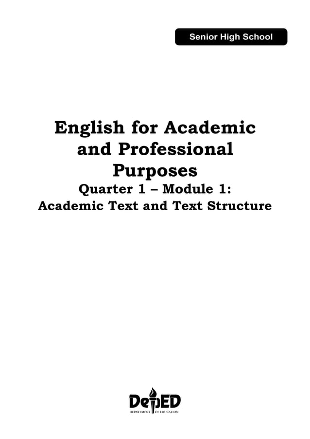 EAPP Quarter 1 – Module 1 Academic Text and Text Structure.pdf | Educational Assessment | Education