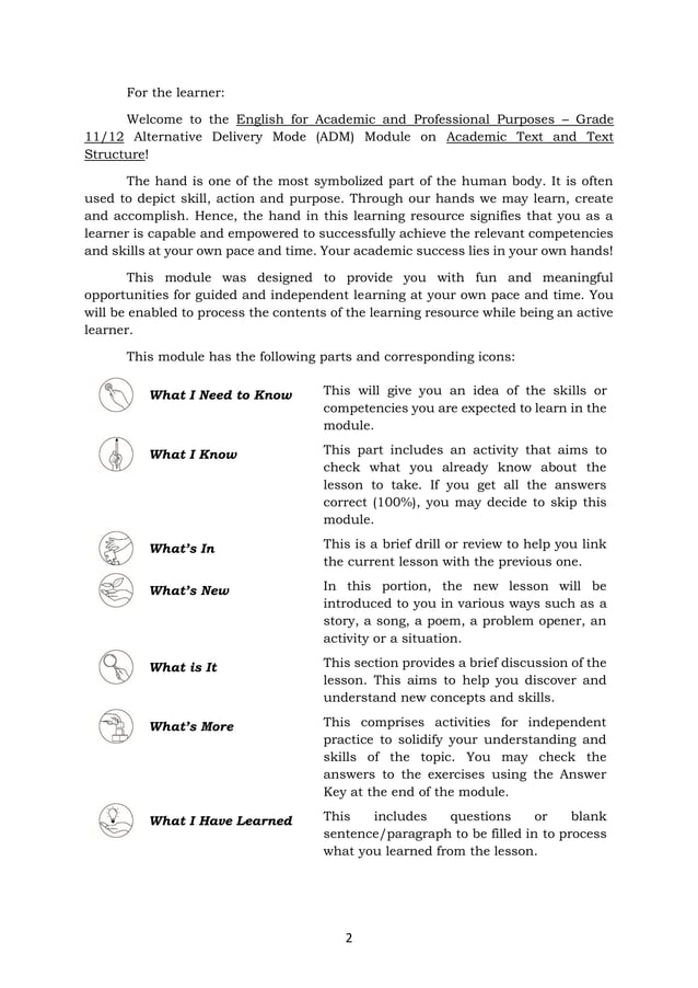 EAPP Quarter 1 – Module 1 Academic Text and Text Structure.pdf | Educational Assessment | Education