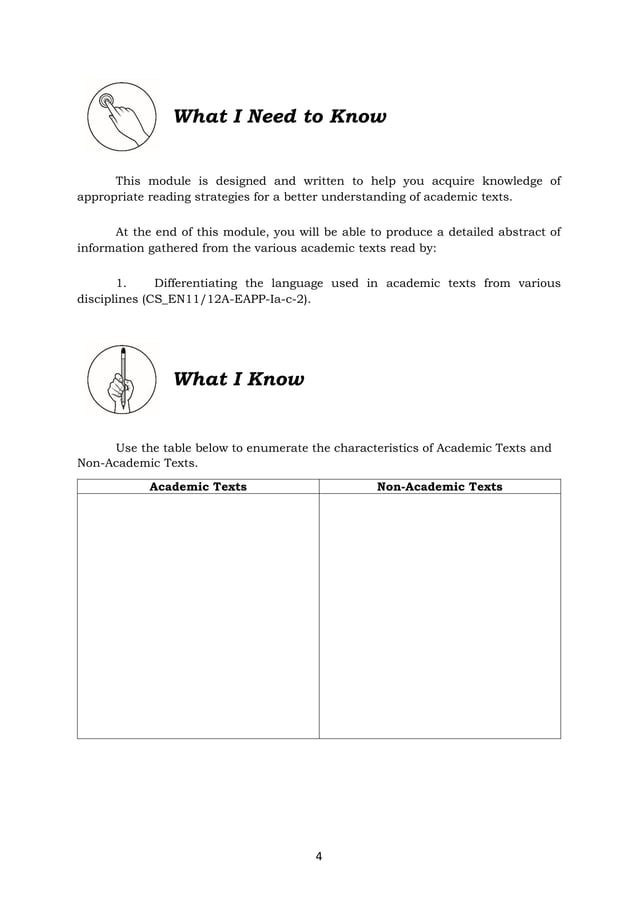 EAPP Quarter 1 – Module 1 Academic Text and Text Structure.pdf | Educational Assessment | Education