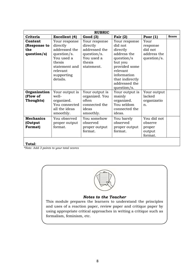 EAPP Quarter 1 – Module 5 Critique Writing.pdf | Homework and Study ...