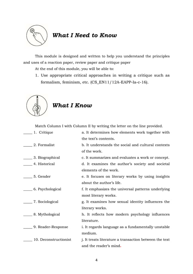 EAPP Quarter 1 – Module 5 Critique Writing.pdf | Homework and Study ...
