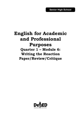 EAPP Quarter 1 – Module 6 Writing the Reaction Paper_Review_Critique.pdf
