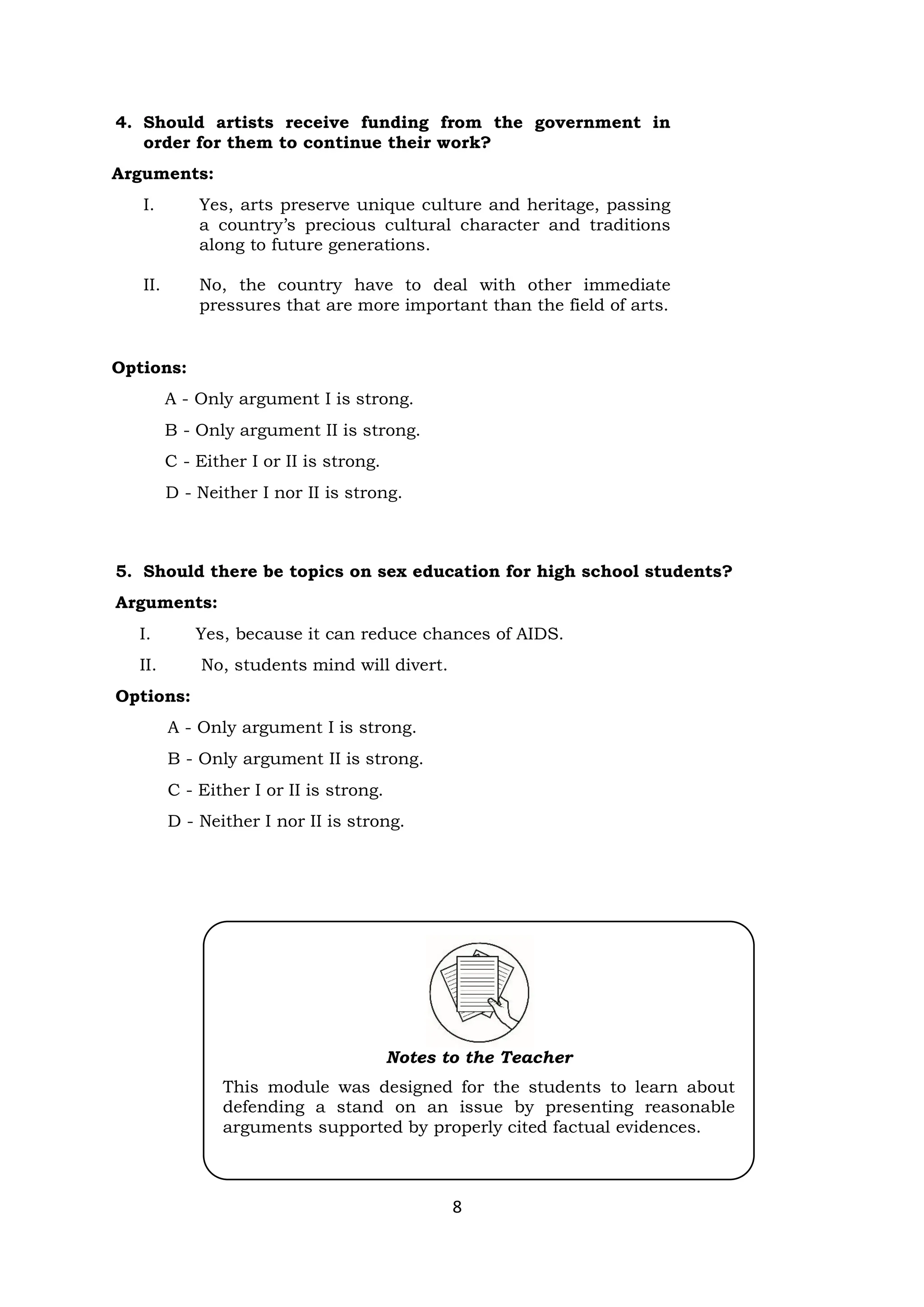 EAPP Quarter 2 – Module 2 Stand on Issues Supported by Factual ...