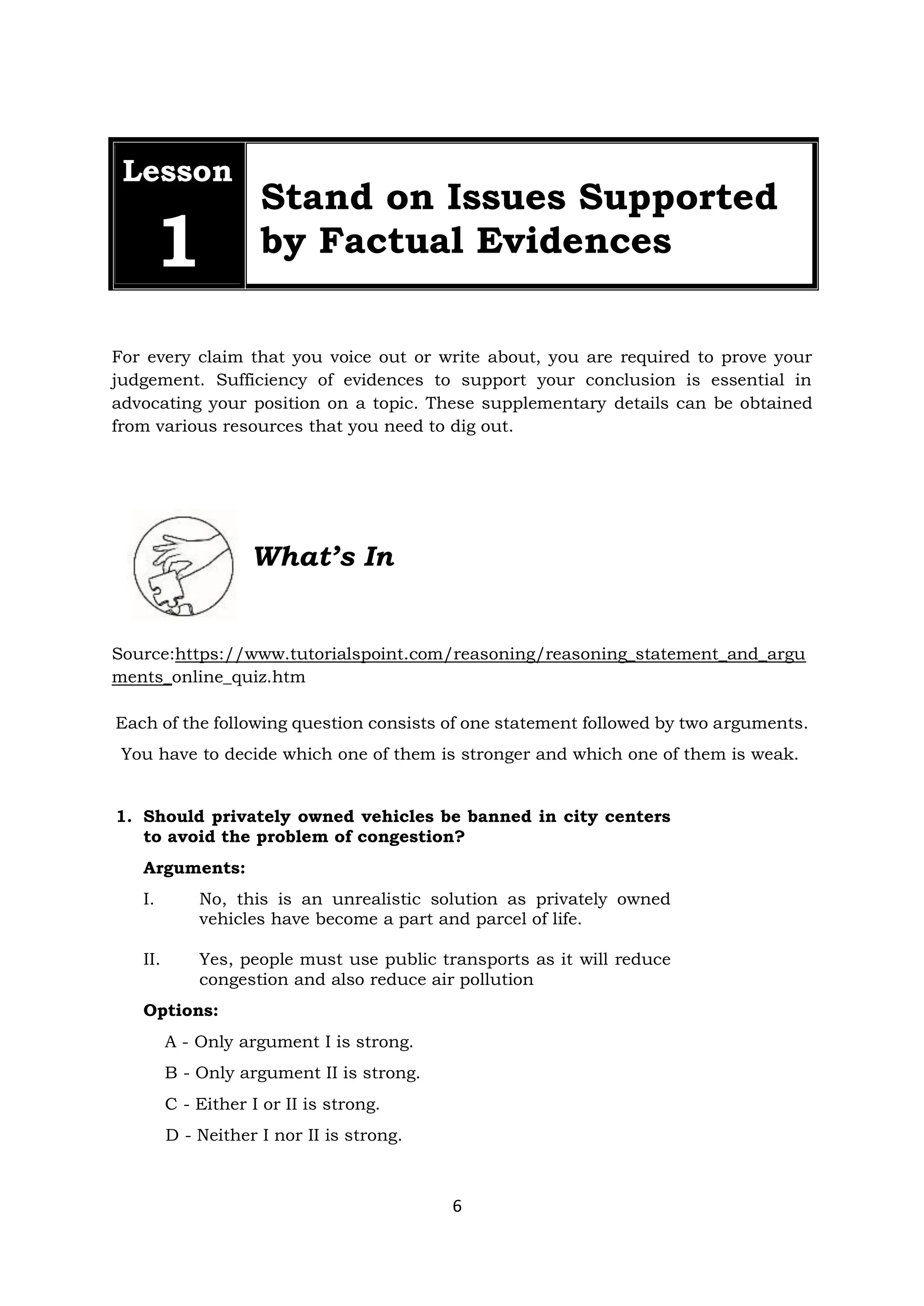 EAPP Quarter 2 – Module 2 Stand on Issues Supported by Factual Evidences.pdf
