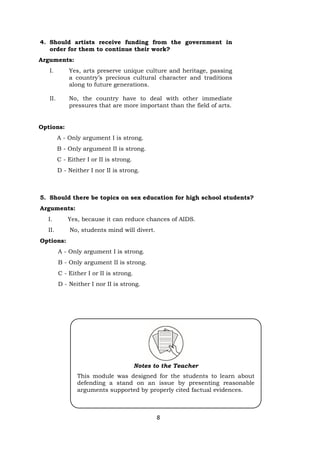 EAPP Quarter 2 – Module 2 Stand on Issues Supported by Factual ...