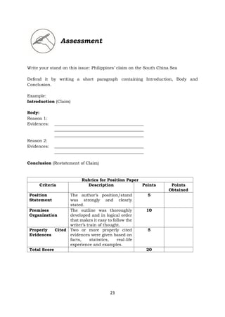 EAPP Quarter 2 – Module 2 Stand on Issues Supported by Factual ...