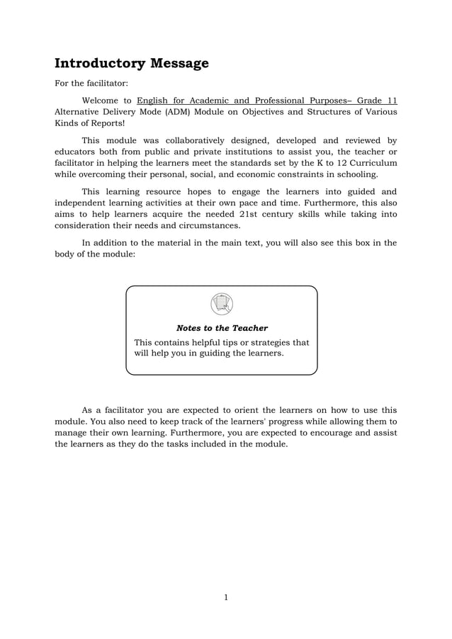 EAPP Quarter 2 – Module 4 Objectives and Structures of Various Kinds of ...