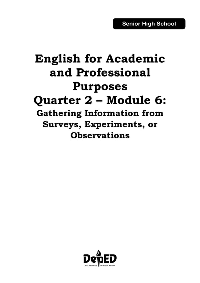 EAPP Quarter 2 – Module 6 Gathering Information from Surveys, Experiments, or Obse.pdf ...