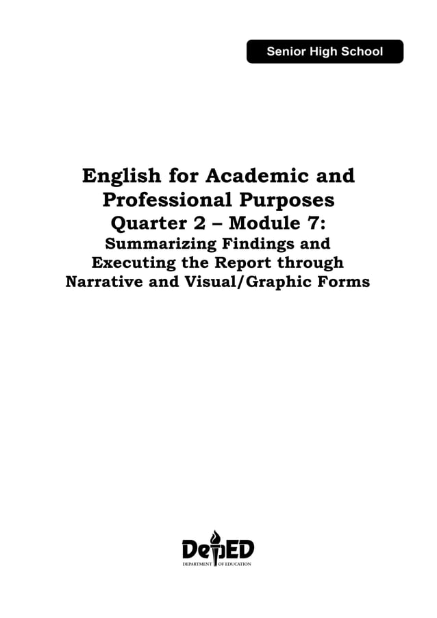 EAPP Quarter 2 – Module 7 Summarizing Findings and Executing the Report thru...pdf | Homework ...