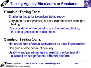 Test Automation for Embedded Devices | PDF