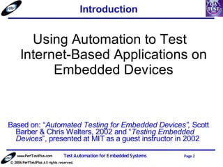 Test Automation for Embedded Devices | PPT