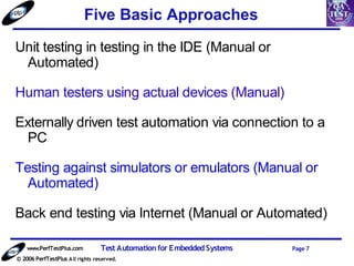 Test Automation for Embedded Devices | PPT