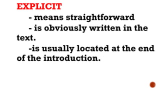 Thesis Statement in English for Academic and Professional Purposes | PPTX