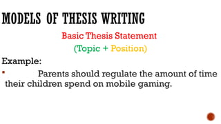Thesis Statement in English for Academic and Professional Purposes | PPTX