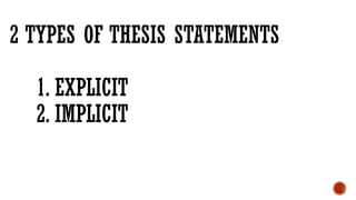 Thesis Statement in English for Academic and Professional Purposes | PPTX