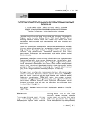 Enterprise Architekture Planning (EAP) puskesmas | PDF