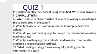 Academic Language used in Various Disciplines | PPTX