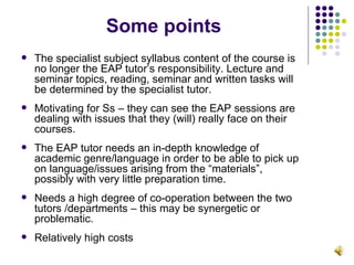 EAP - Approaches to Course Design and Methodology | PPT | Professional ...