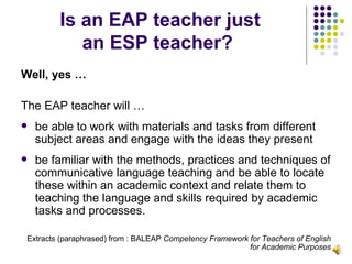 EAP - Approaches to Course Design and Methodology | PPT | Professional ...