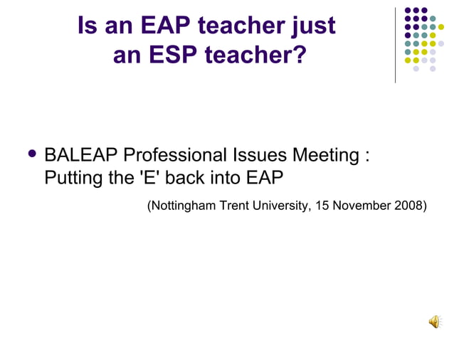 EAP - Approaches to Course Design and Methodology | PPT | Professional ...