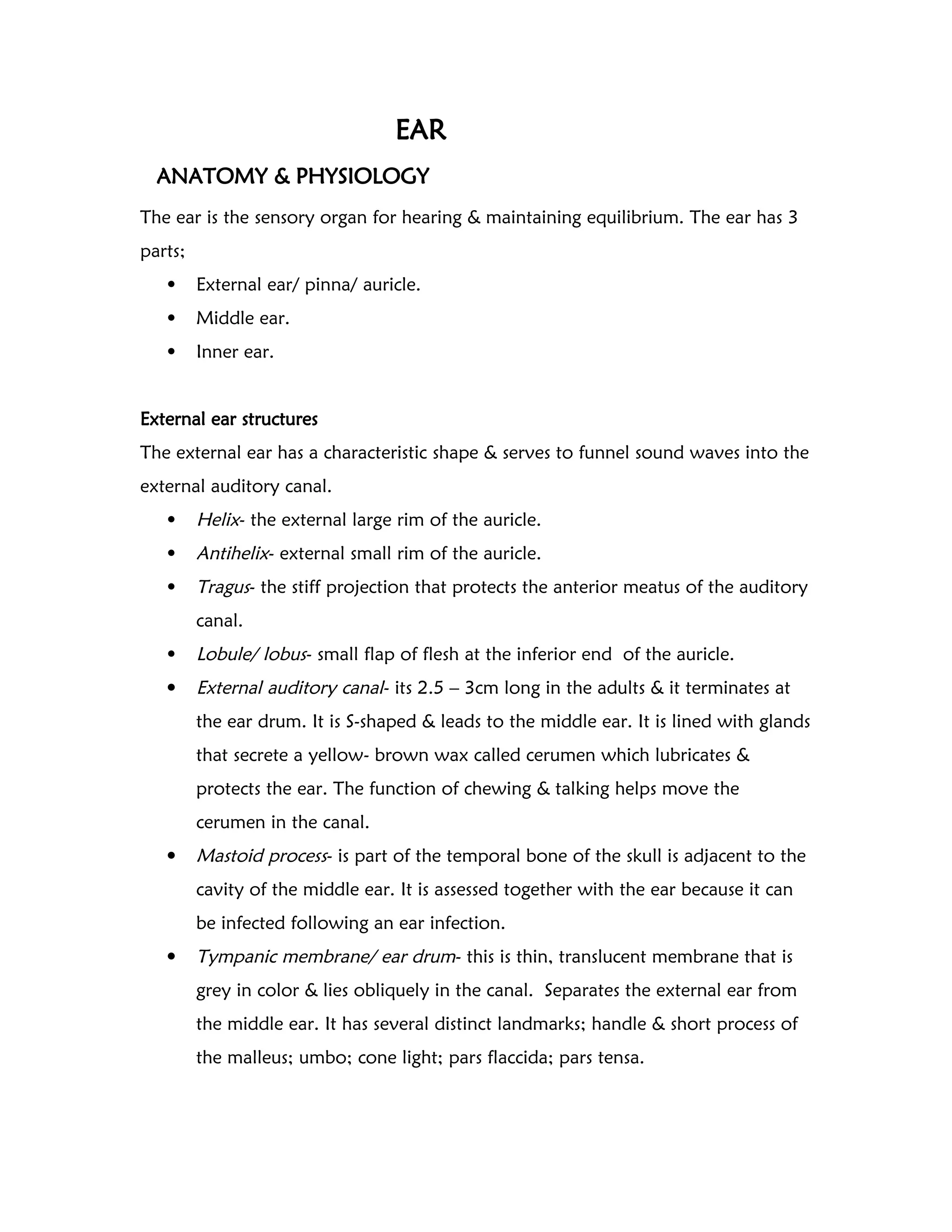 EAR document for nursing students to read | DOC