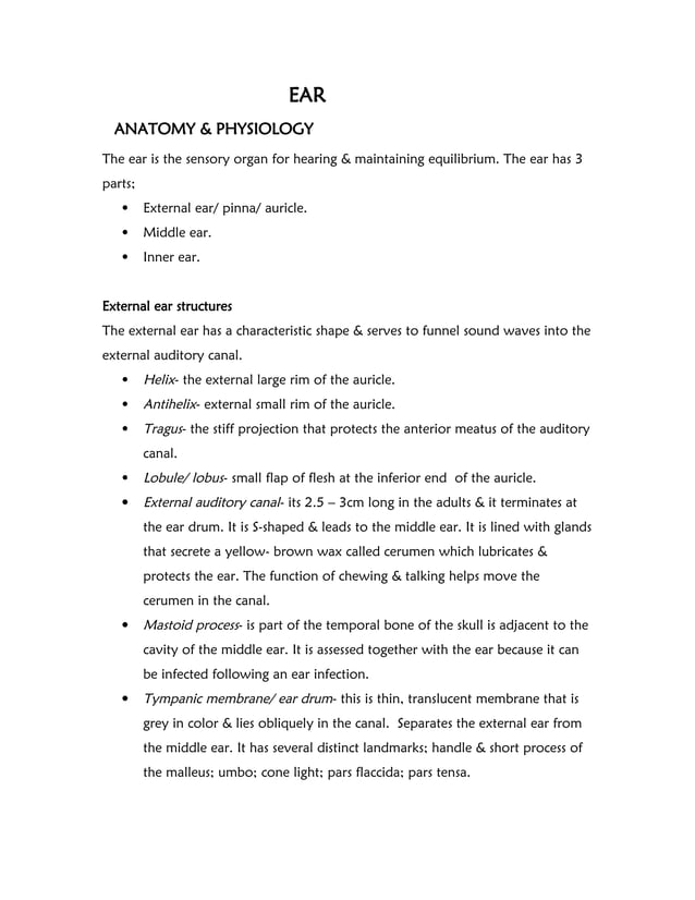 EAR document for nursing students to read | PDF