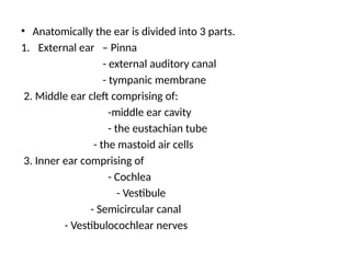 the anatomy and physiology and pathology of the ear | PPTX
