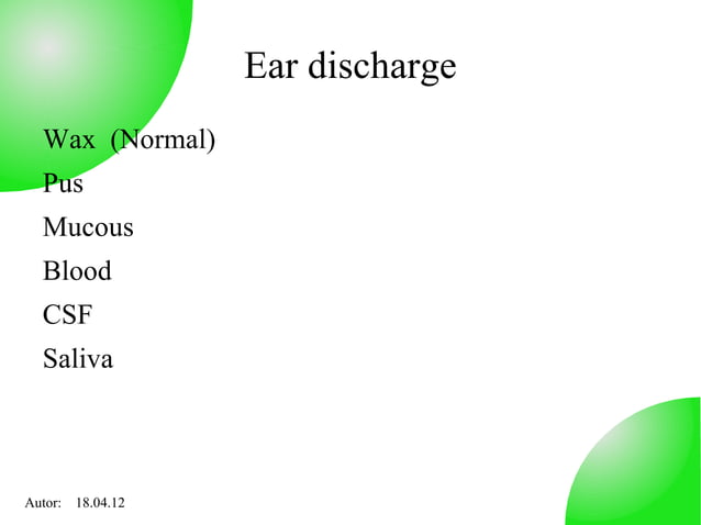Earache discharge and ear ache | ODP