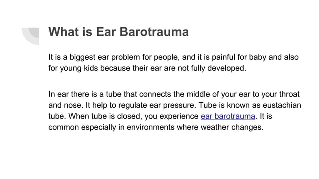 Ear barotrauma causes, symptoms and treatment | PPT