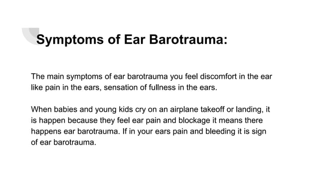 Ear barotrauma causes, symptoms and treatment | PPT