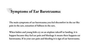 Ear barotrauma causes, symptoms and treatment | PDF