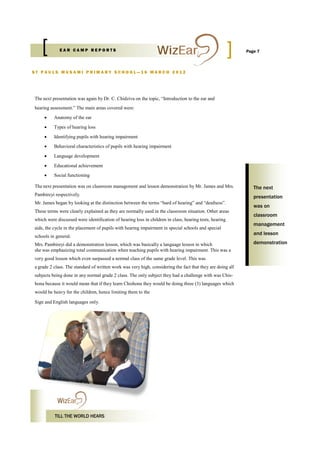 Ear camp reports | PDF