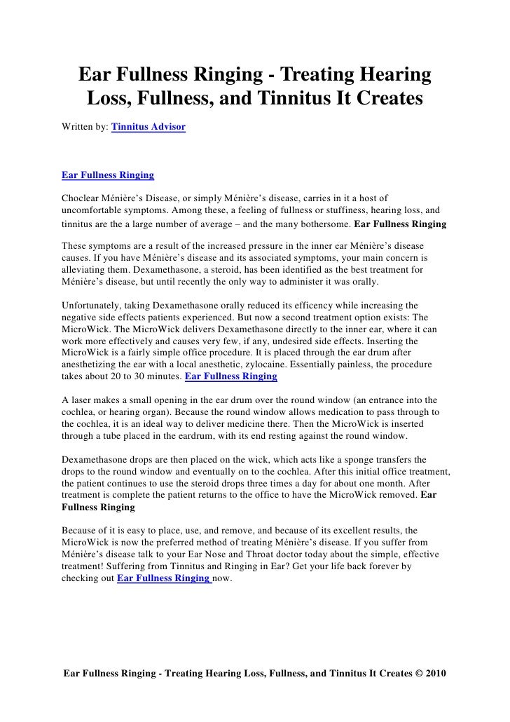 Ear fullness ringing treating hearing loss, fullness, and tinnitus it ...