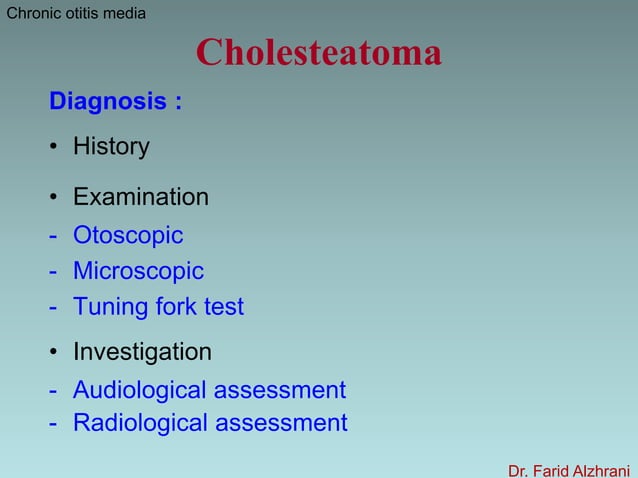 Chronic Otitis Media of Mucosal Type TT Type | PPT