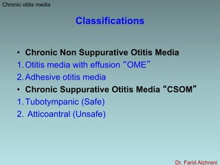 Chronic Otitis Media of Mucosal Type TT Type | PPT