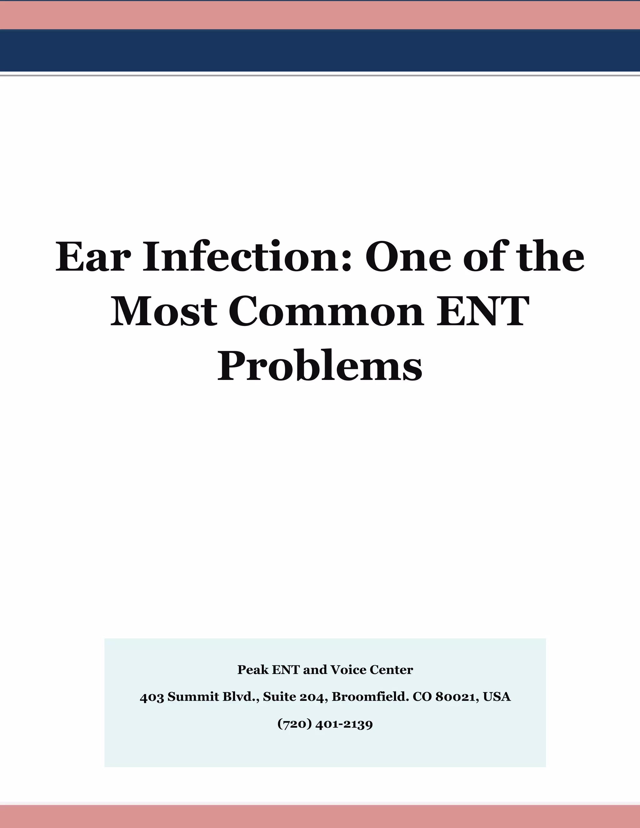 Ear Infection: One of the Most Common ENT Problems | PDF