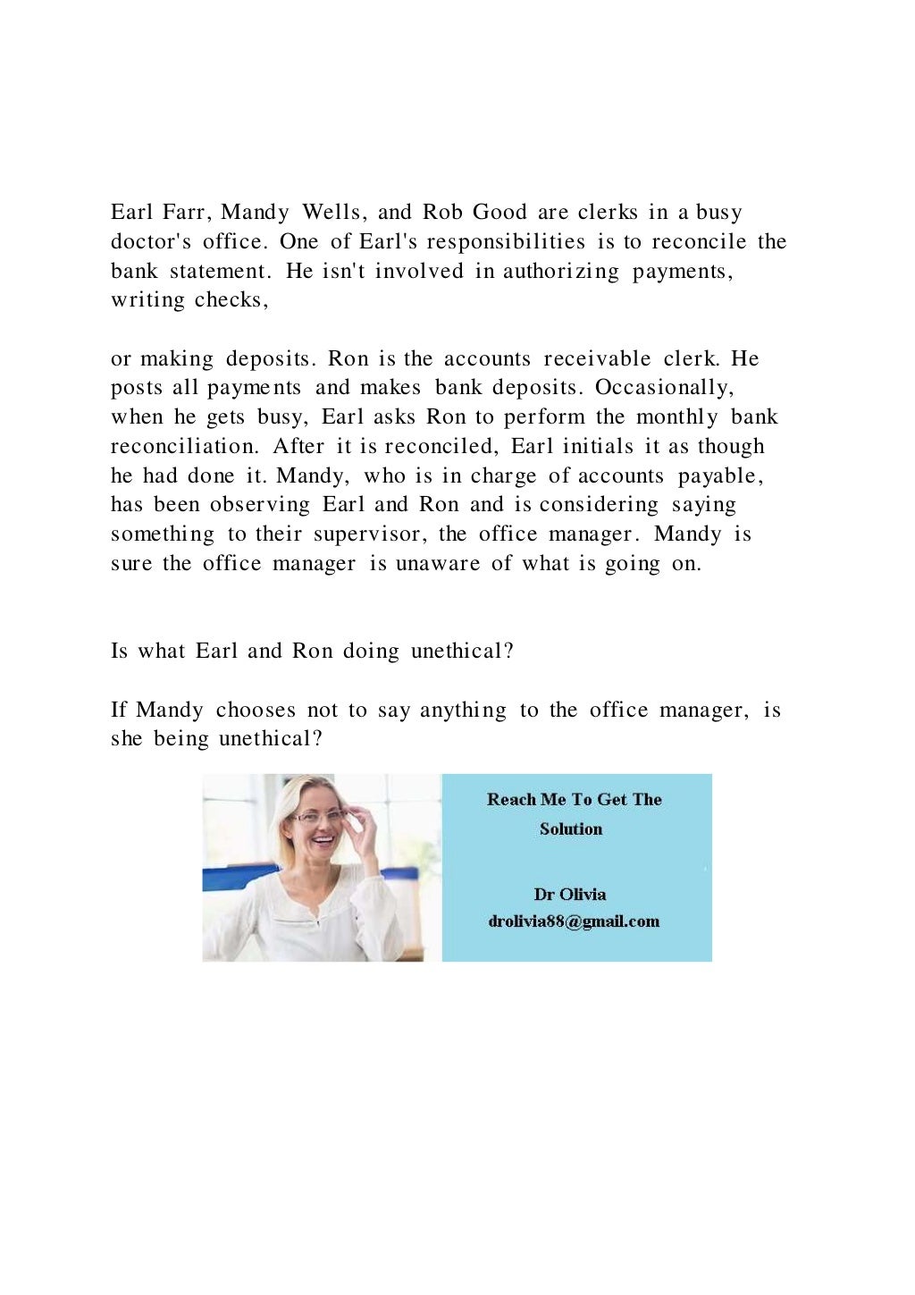 Earl Farr, Mandy Wells, and Rob Good are clerks in a busy doctor | PDF