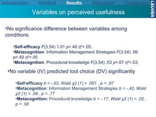 The role of perceptions on using learning tools | PPT