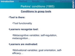 The role of perceptions on using learning tools | PPT