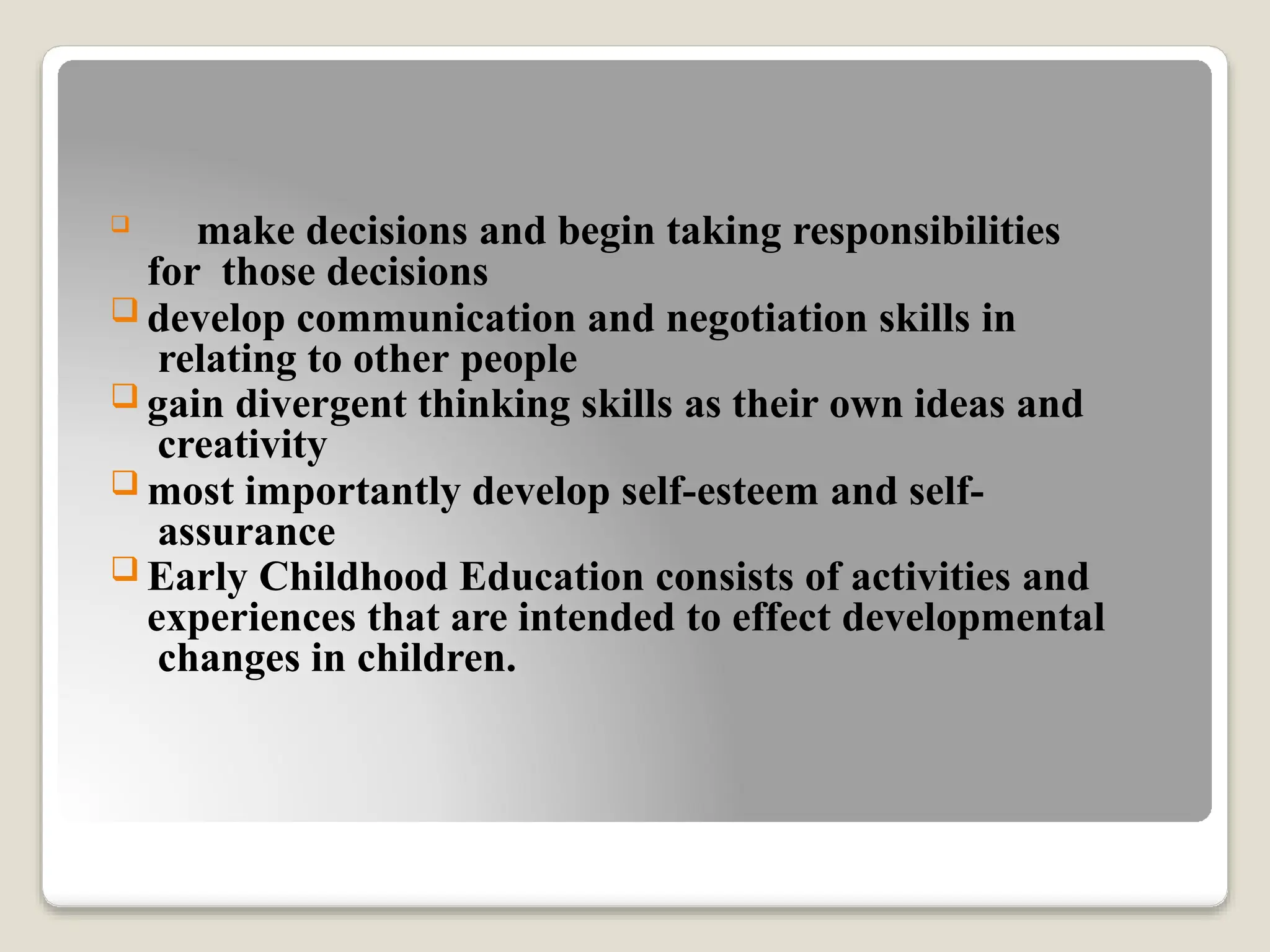 Early childhood development (ECD) is the period of rapid growth and ...