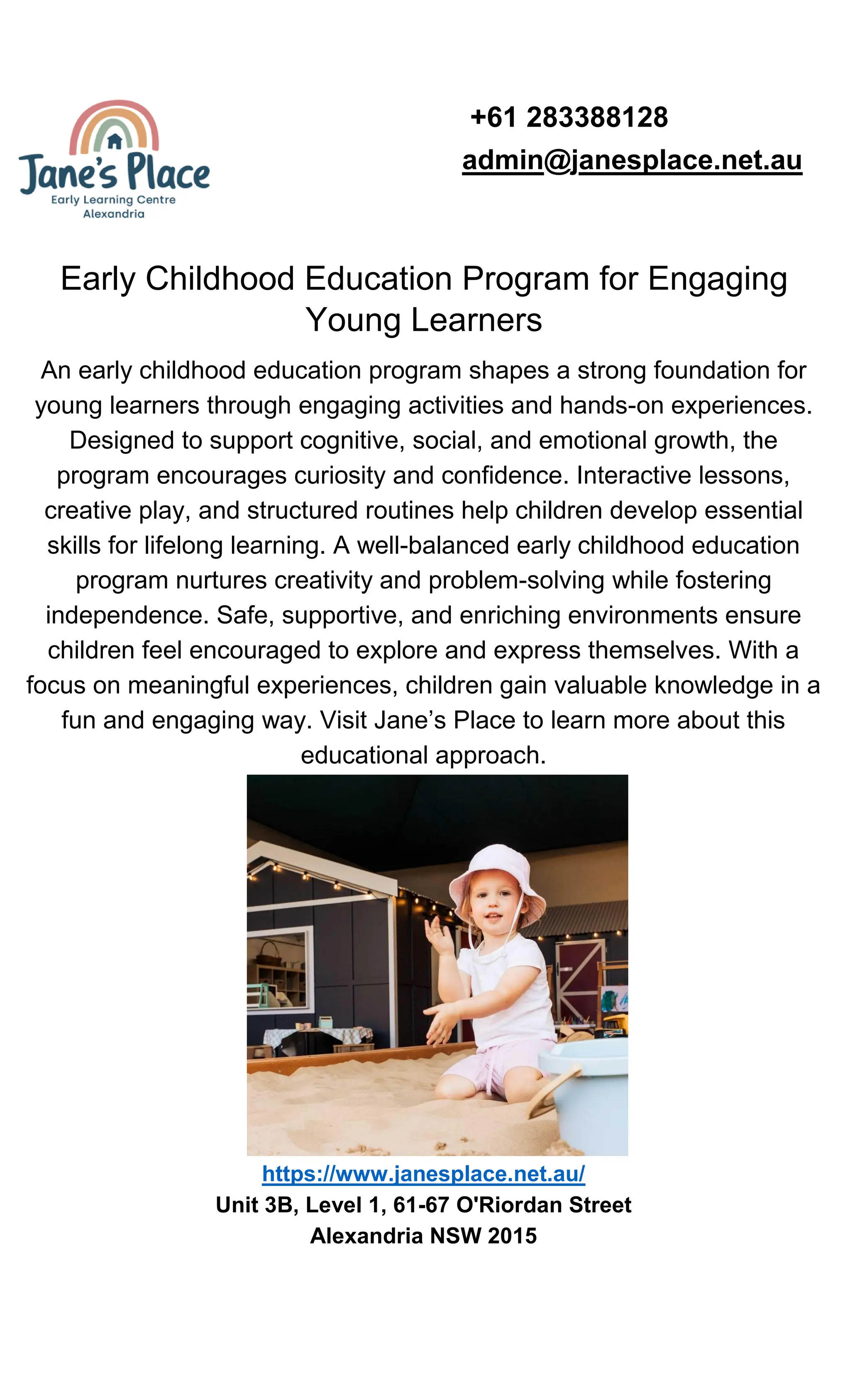 Early Childhood Education Program for Engaging Young Learners | PDF