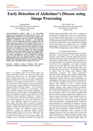 Early detection-of-alzheimers-disease-using-image-processing-ijertv8 is050303 | PDF | Brain and ...