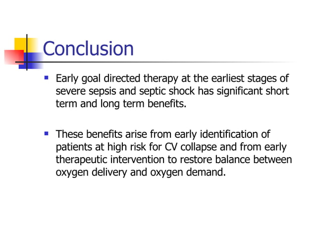 Early Goal-Directed Therapy in Septic Shock | PPT